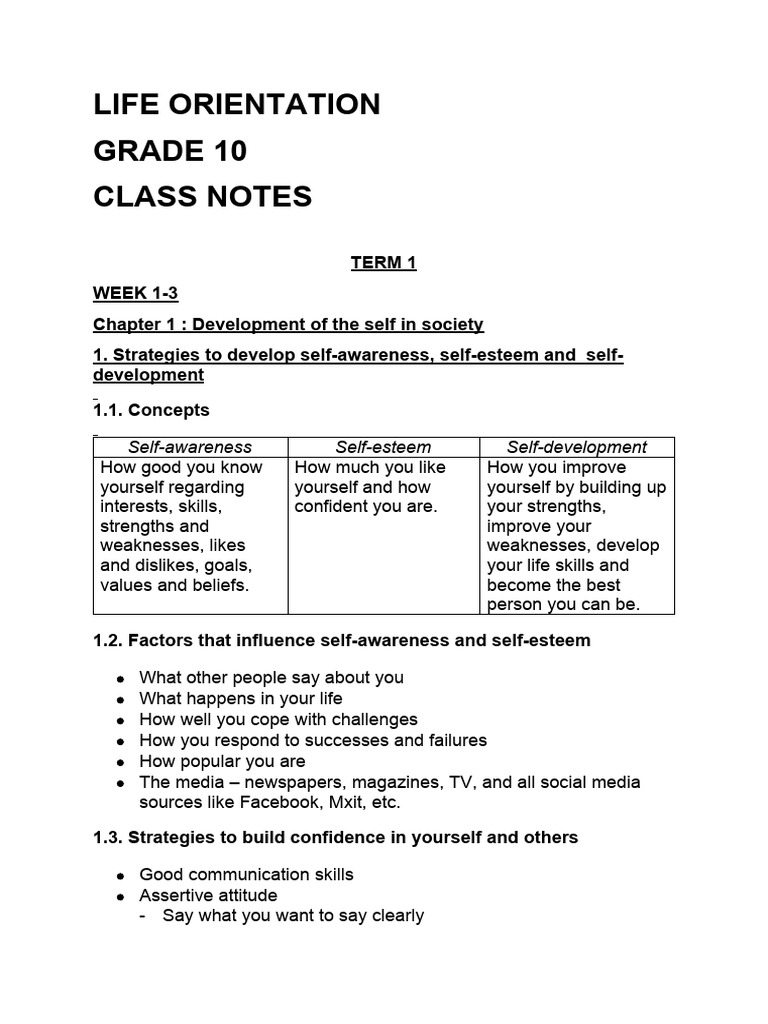 lo gr 10 notes | PDF | Woman | Physical Fitness