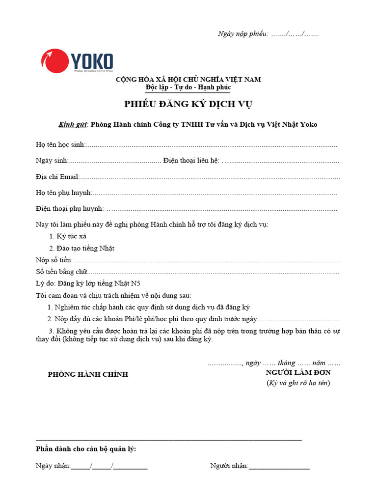 Mau Don Dang Ky Dich Vu 3 | PDF