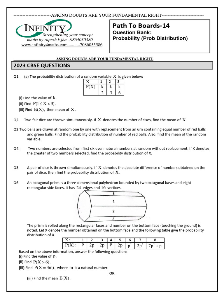 14 Path To Boards-14 (Prob Dist) | PDF | Probability Distribution | Mathematics