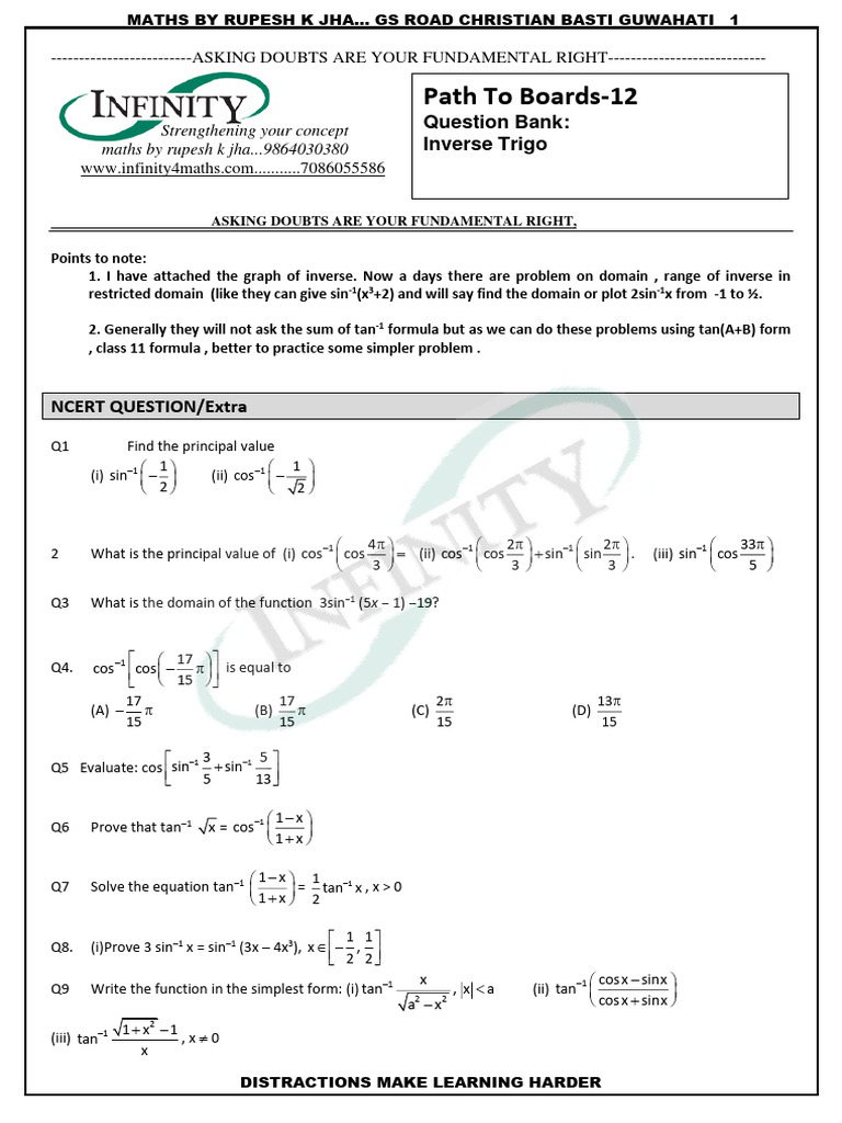 Path To Boards - 12 Inverse | PDF | Combinatorics | Elementary Mathematics