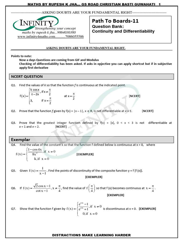 Path To Boards - 11 Cont and Diff | PDF | Arithmetic | Numbers