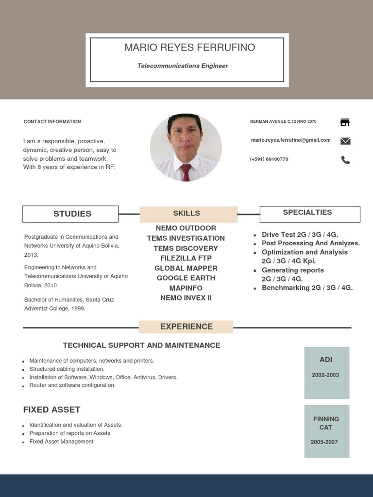 Mario Reyes Ferrufino - Curriculum Vitae - en | PDF | 4 G | 3 G