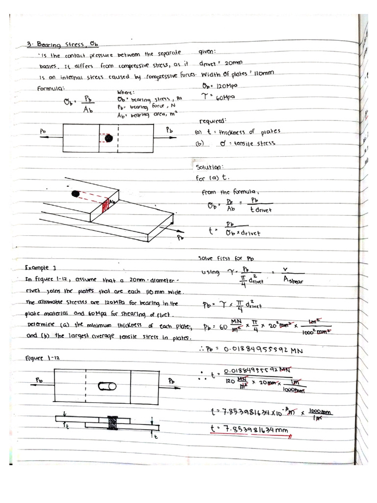 Part 3. Bearing Stress and Examples. | PDF