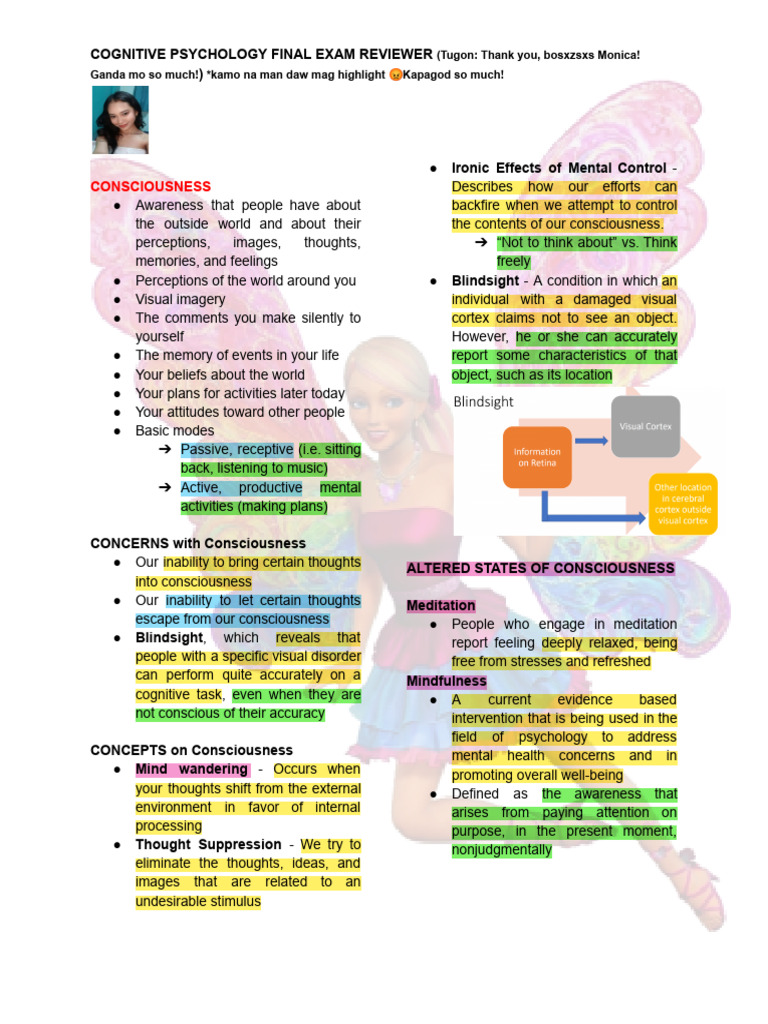 Cognitive Psychology Final Exam Guide | PDF | Multilingualism | Thought