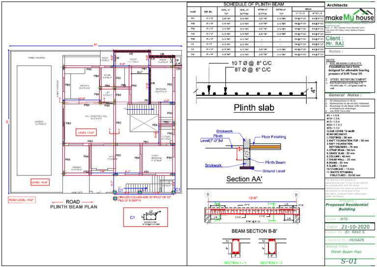 1. Plinth beam plan | PDF | Building Technology | Buildings And Structures
