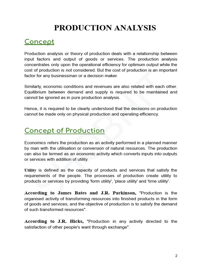 Production Analysis | PDF | Production Function | Factors Of Production