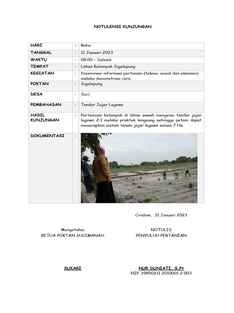 Notulensi Kunjungan | PDF