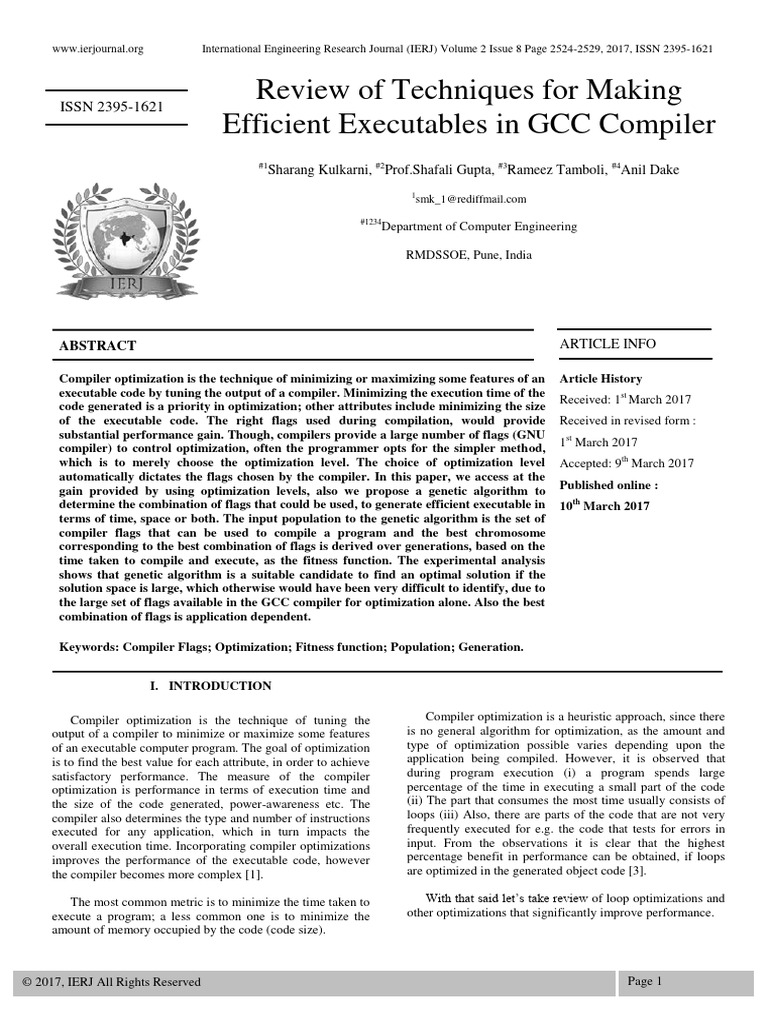 Review of Techniques For Making Efficient Executables in GCC Compiler ...