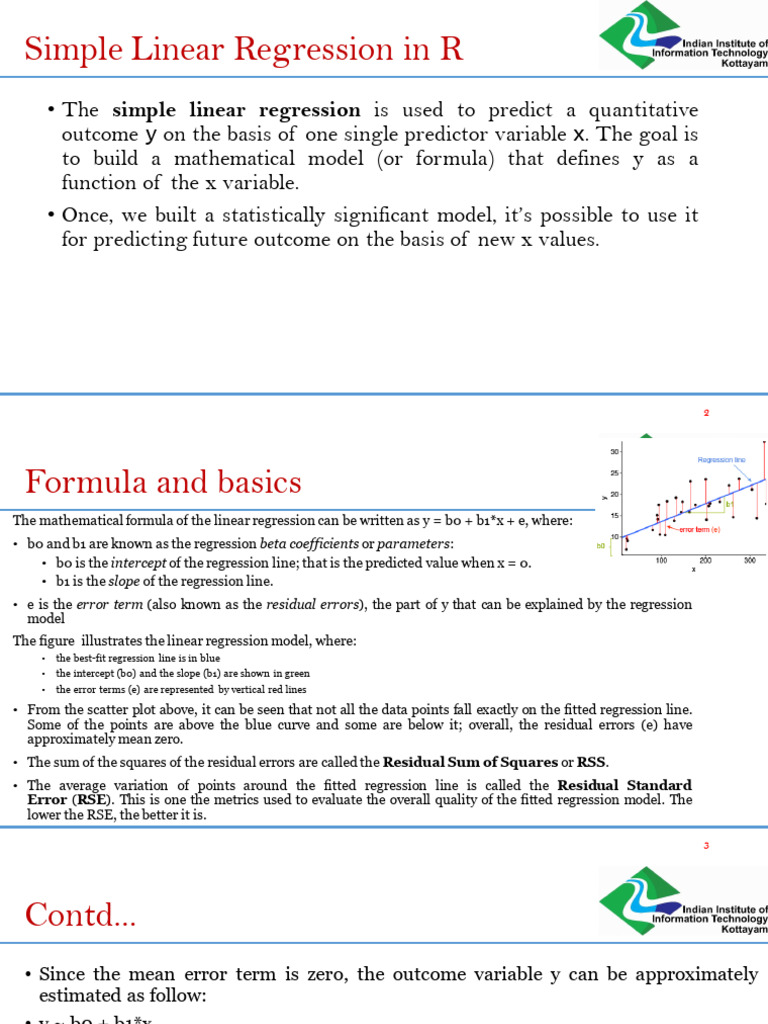 Simple Linear Regression in R | PDF | Linear Regression | Errors And ...