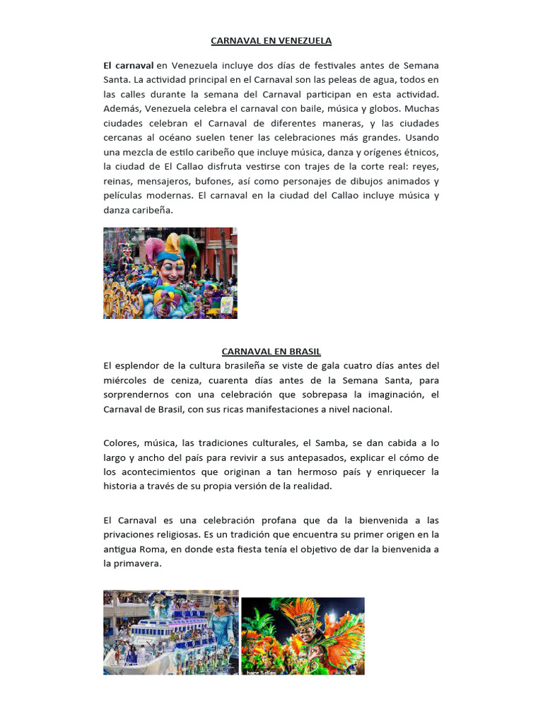 CARNAVAL EN EL MUNDO | PDF | Carnaval