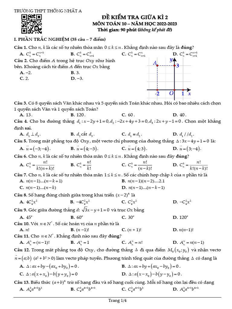 De Kiem Tra Giua Ky 2 Toan 10 Nam 2022 2023 | PDF
