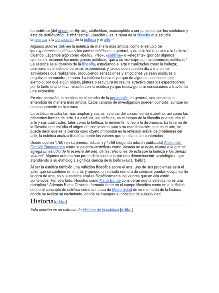 Introducción a la Estética Filosófica | PDF | Estética | Educación en ...