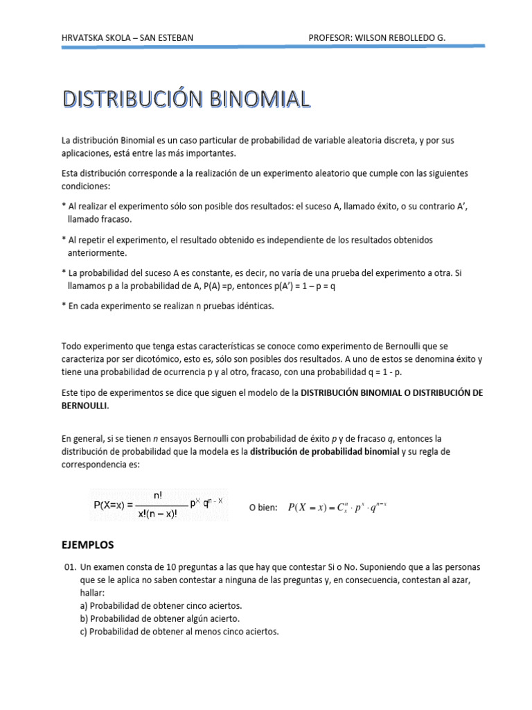 Gdif34 - Distribucion Binomial | PDF | Matemáticas | Matemáticas Aplicadas
