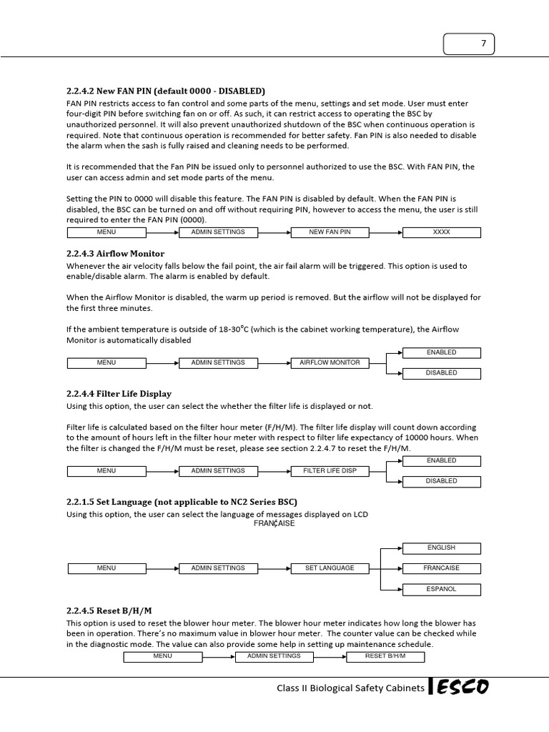 Class II Biological Safety Cabinet Controls | PDF | Timer | Equipment