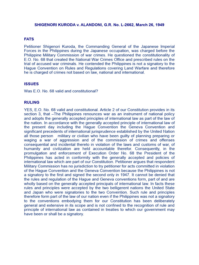 Ipcr - Case Digest | PDF | Lawsuit | War Crime