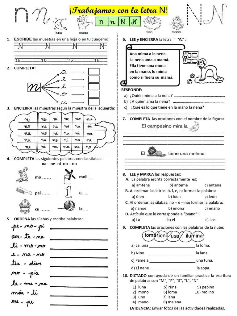 Trabajamos Con La Letra N | PDF
