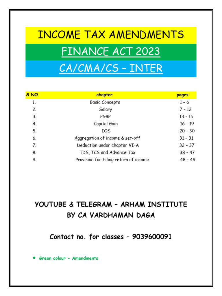 @dtaxmcq Income Tax Amendment Sheet | Download Free PDF | Tax Deduction ...