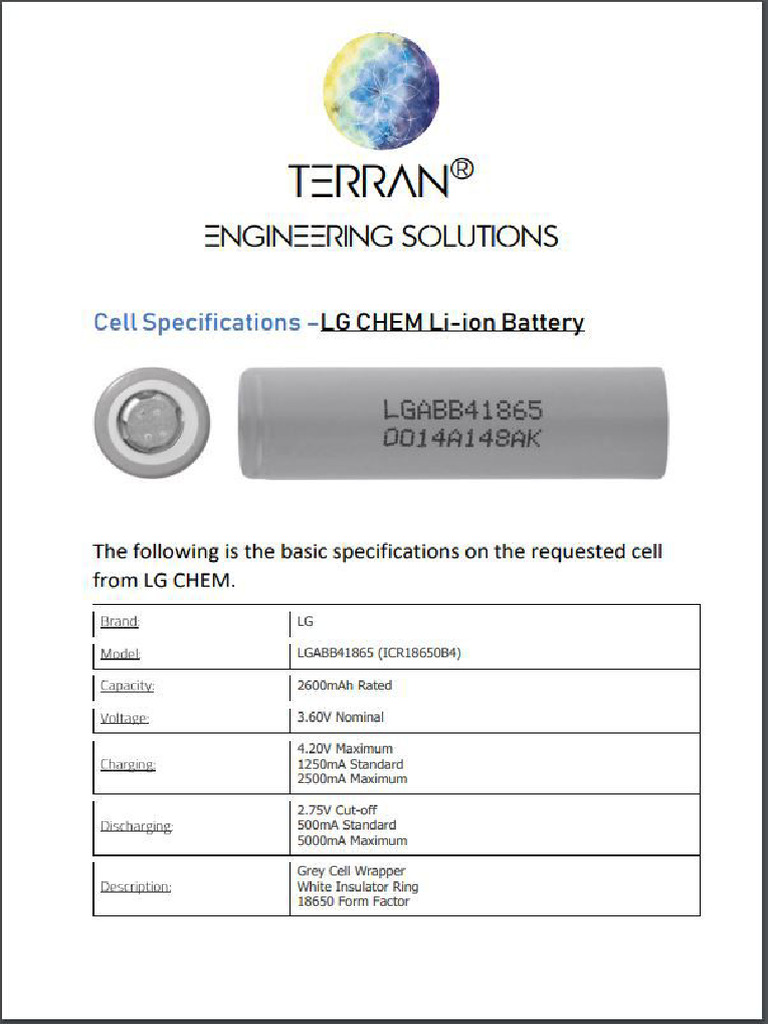 LG Li Ion 18650 Grey Cells 2600 Mah | PDF