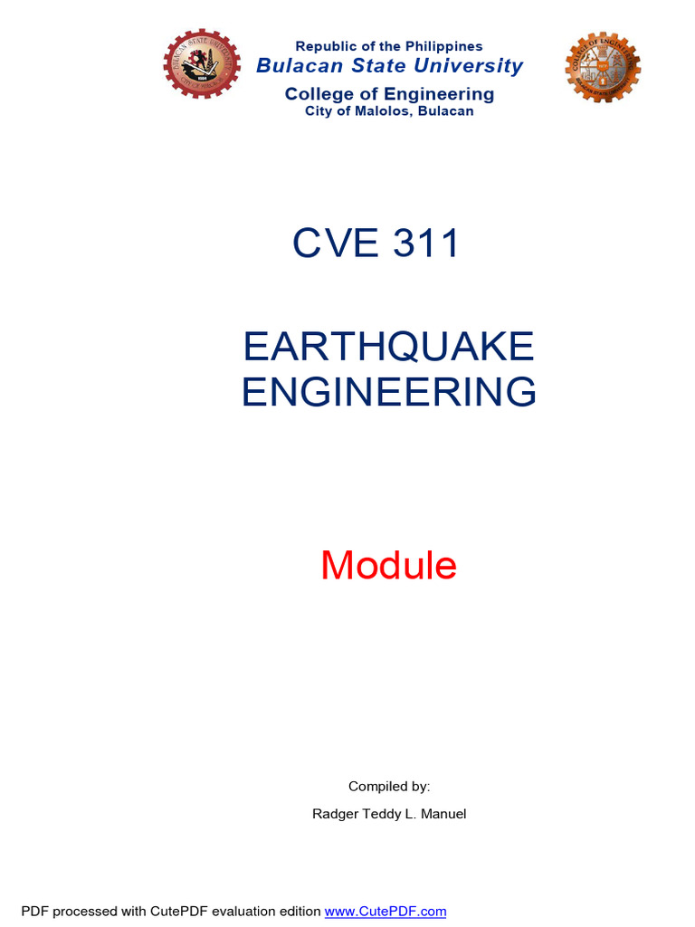CVE 311 Earthquake Engineering Module Part 1 | Download Free PDF | Plate Tectonics | Fault (Geology)
