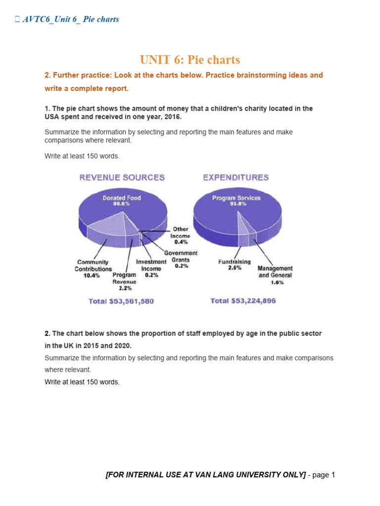 (222-NEW) AVTC6 - Unit 6 - Pie Charts - K26 - After-Class | PDF | Pie Chart