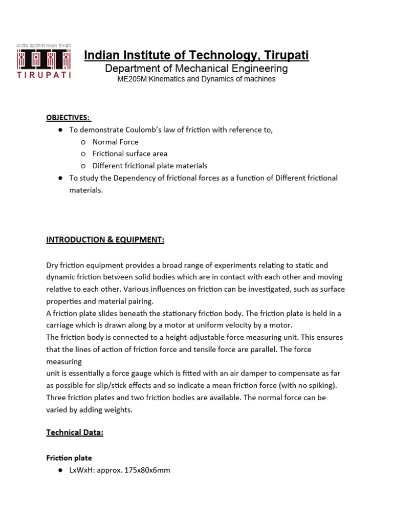 Dry Friction Lab Report | PDF | Friction | Force
