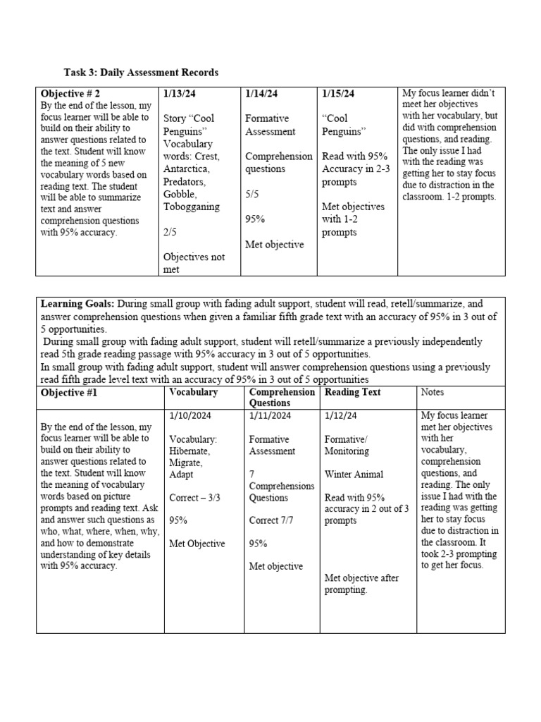 Daily Assessment Record pt3 (1) | PDF | Reading Comprehension | Vocabulary