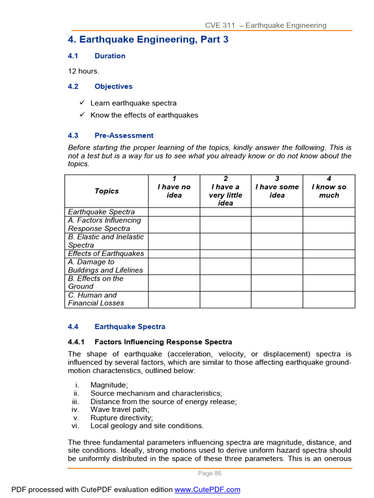 CVE 311 Earthquake Engineering Module Part 3 | PDF | Earthquakes ...