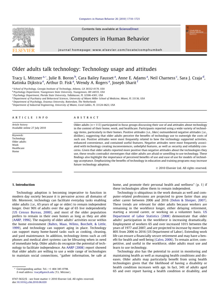 Older Adults' Technology Use Insights | PDF | Focus Group | Old Age