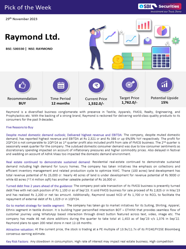 Pick of the Week_Raymond Ltd | PDF | Financial Analyst | Securities ...