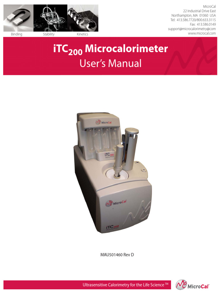 iTC200 Microcalorimeter User's Manual | PDF | Syringe