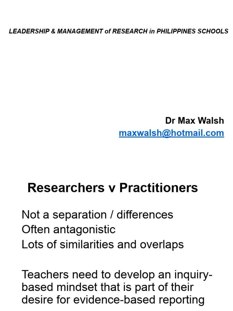 Dr. Walsh - Leadership & Management of Research in Philippines Schools ...