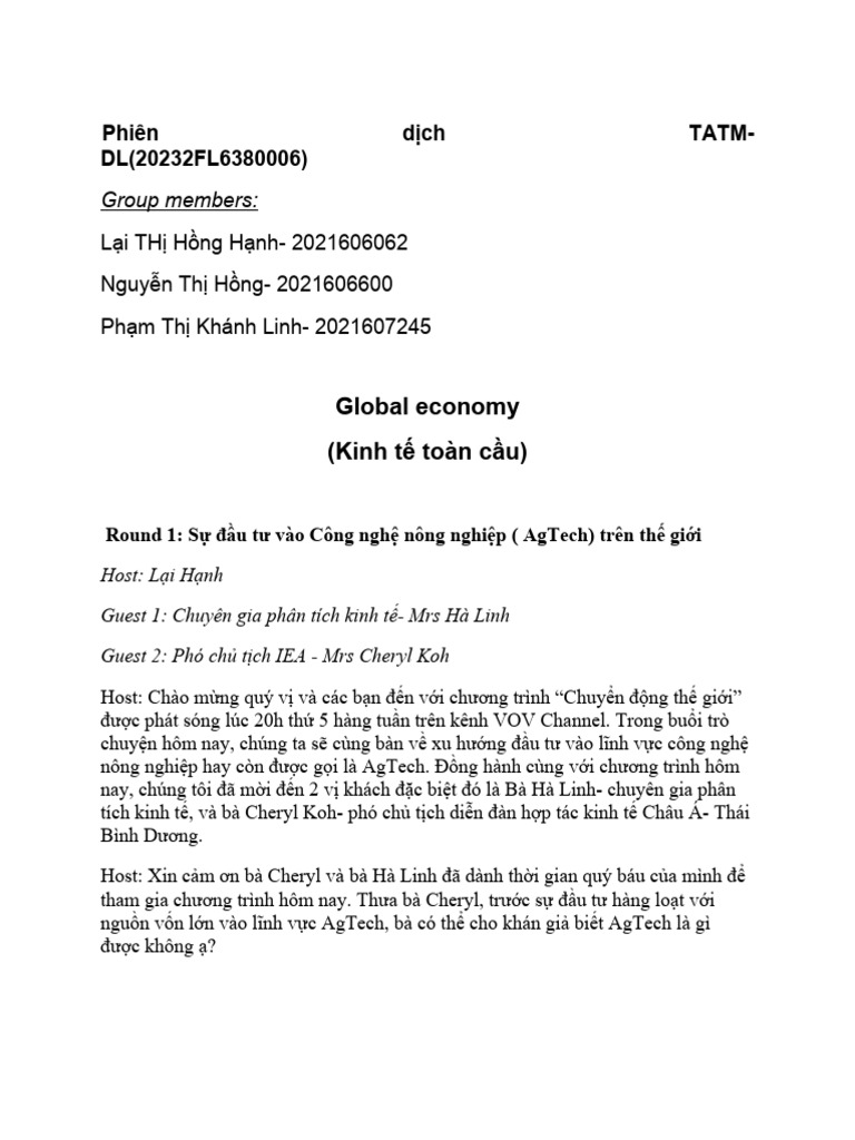 Phiên dịch TATM nhóm 6 | PDF