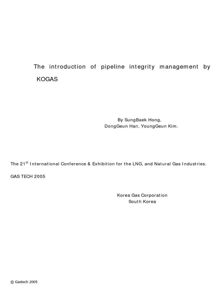 2005 The Introduction of Pipeline Integrity Management by Kogas | PDF ...