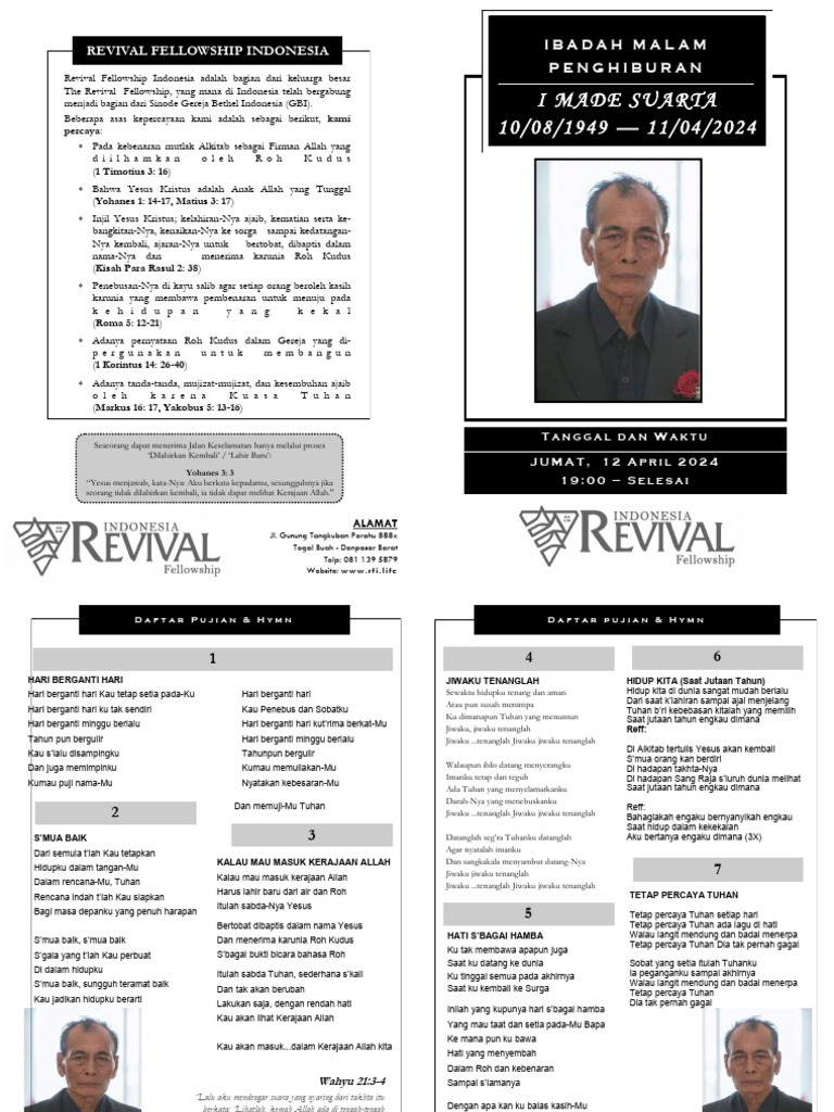 Ibadah Malam Penghiburan Template Pak Kadek | PDF