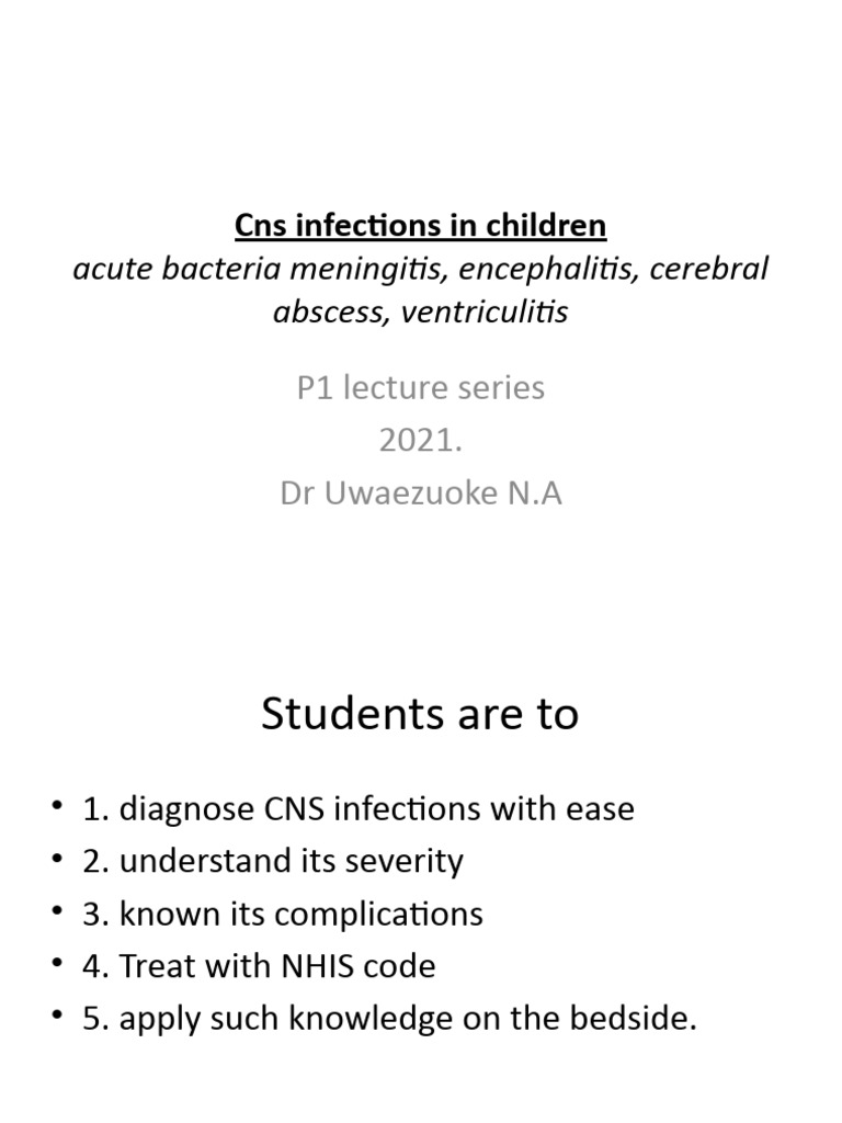 Cns infections in children | PDF | Meningitis | Infection