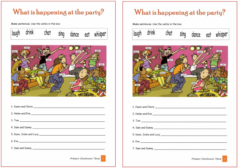 Present Continuous Worksheet | PDF