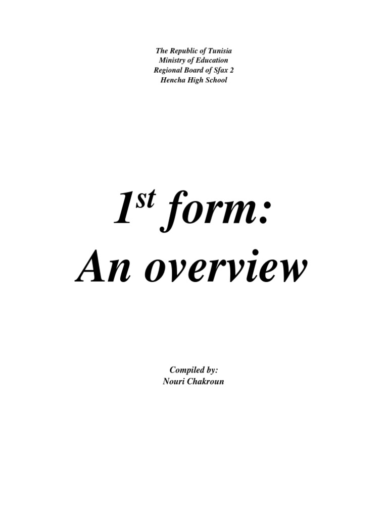 1st Form An Overview | PDF | Verb | Fear
