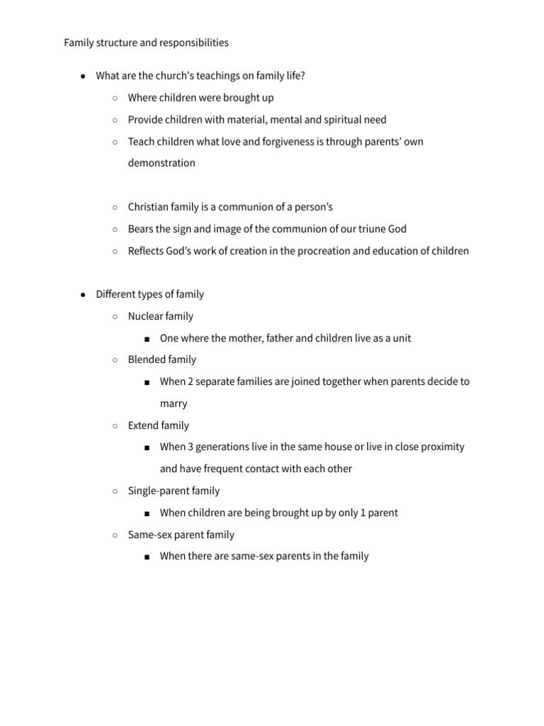 family structure and responsibilities | PDF | Family