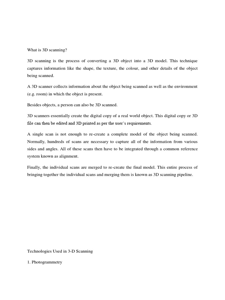 3D Scanning | PDF | 3 D Computer Graphics | Image Scanner