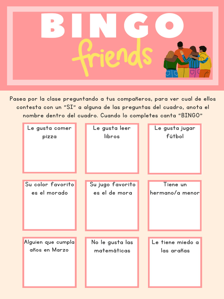 Bingo para conocer compañeros | PDF