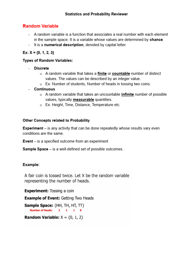 Mathematics-3rd-Quarter-Exam-Reviewer | PDF | Random Variable | Variance