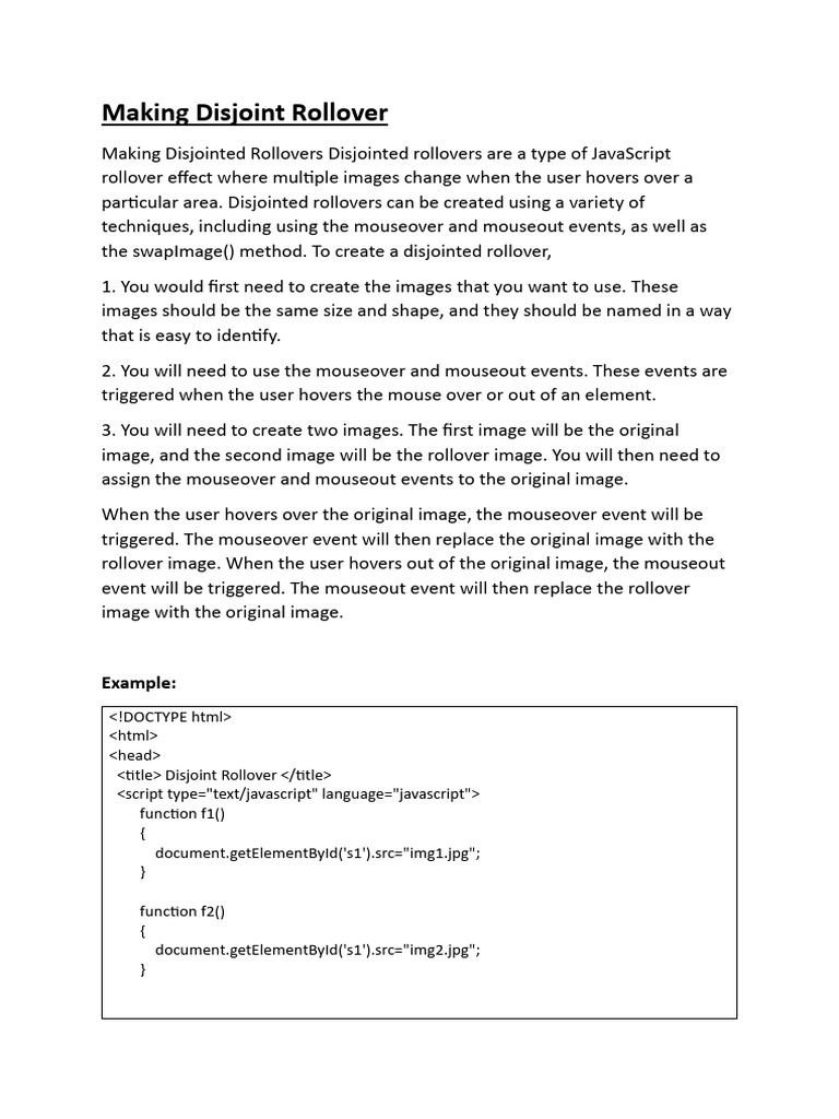 JavaScript Disjoint Rollovers Guide | PDF | Computing | Software