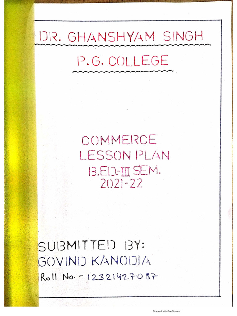 Final Commerce Lesson Plan | PDF