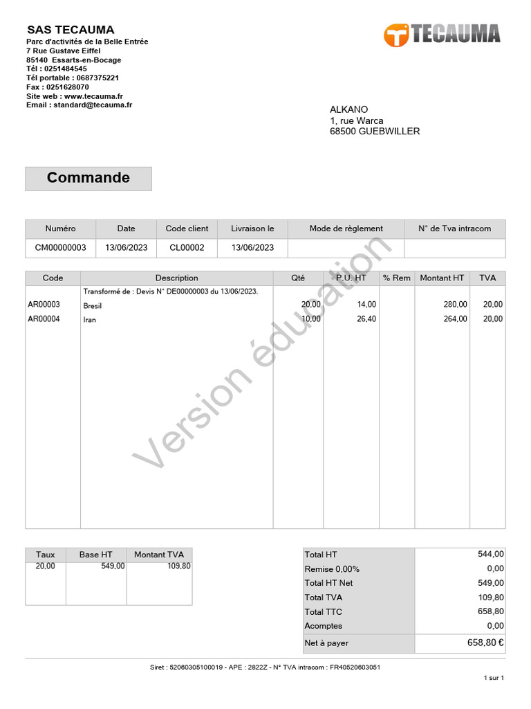 Commandes N°3 - ALKANO | PDF | Commerce | Loi publique
