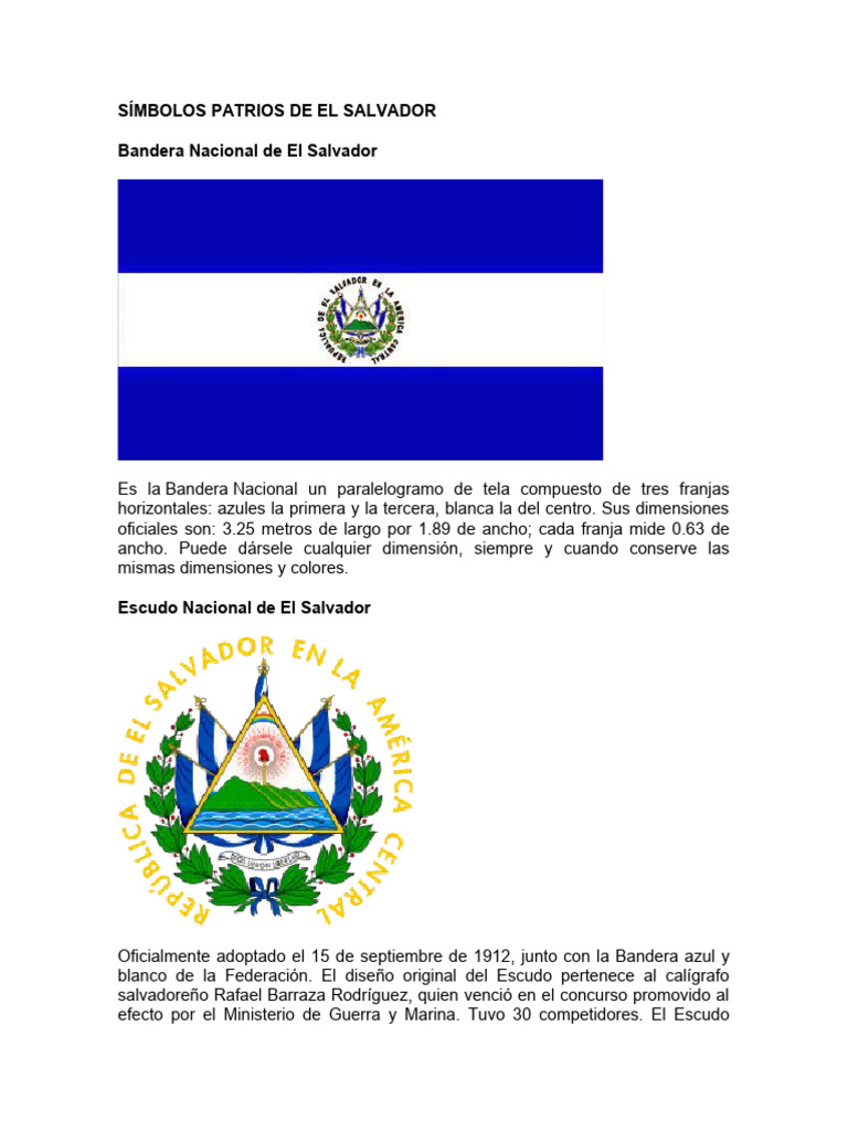 Símbolos Patrios de El Salvador | PDF Símbolos Patrios de El Salvador | PDF