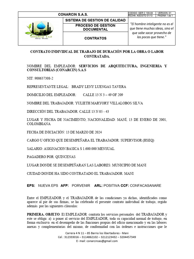 MODELO-DE-CONTRATO-INDIVIDUAL-DE-TRABAJO-DE-DURACIaN-POR-LA-OBRA-O-LABOR-DETERMINADA - Yulieth ...