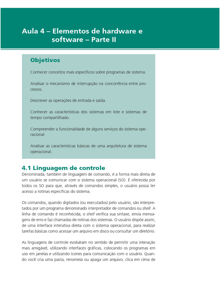 Elementos de Hardware e Software - Parte II - 1ºEMI | PDF | Entrada/Saída | Shell (informática)