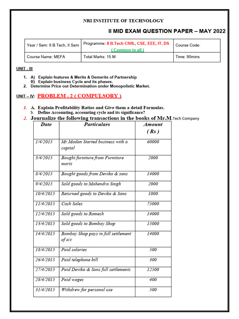 Mefa Mid 2 | PDF | Capital Budgeting | Financial Services