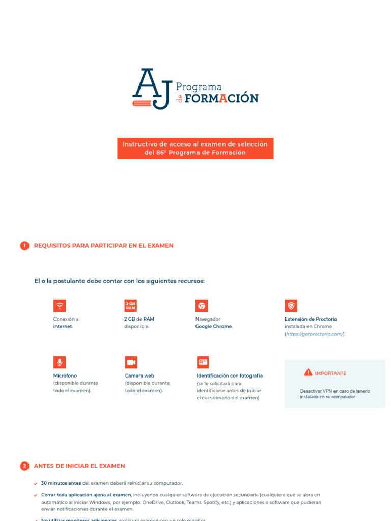 Instructivo de Acceso Al Examen de Selección Del 86° Programa de Formación | PDF | Programa de ...