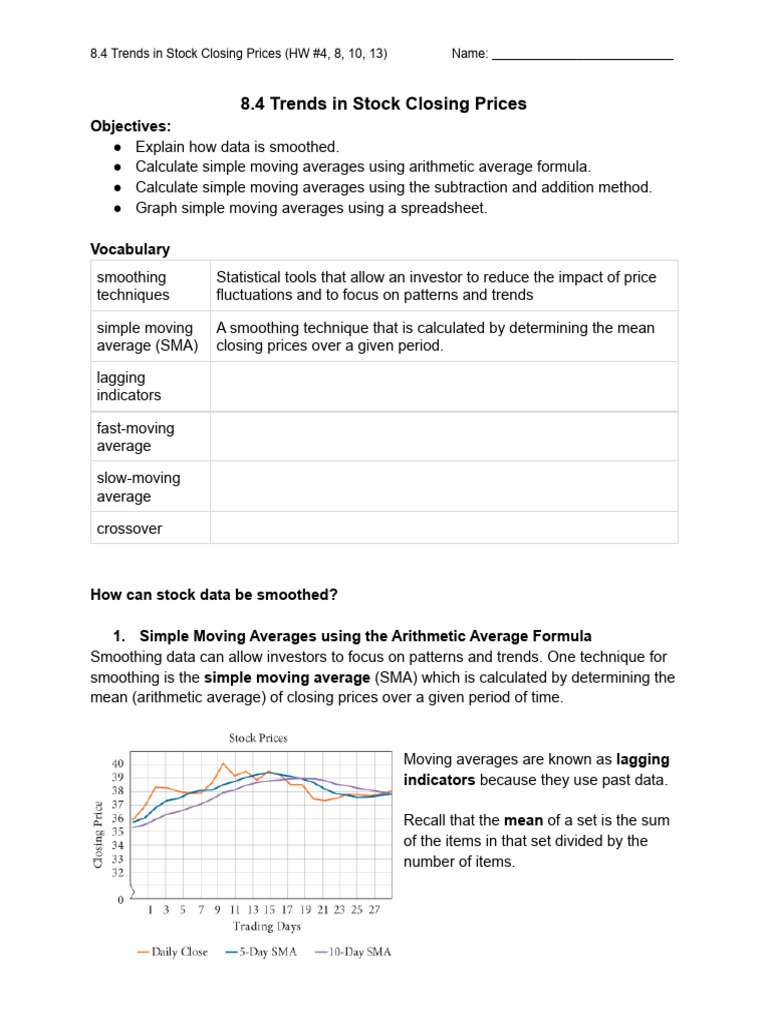 8-4 Trends in Stock Closing Prices | PDF | Moving Average | Applied ...